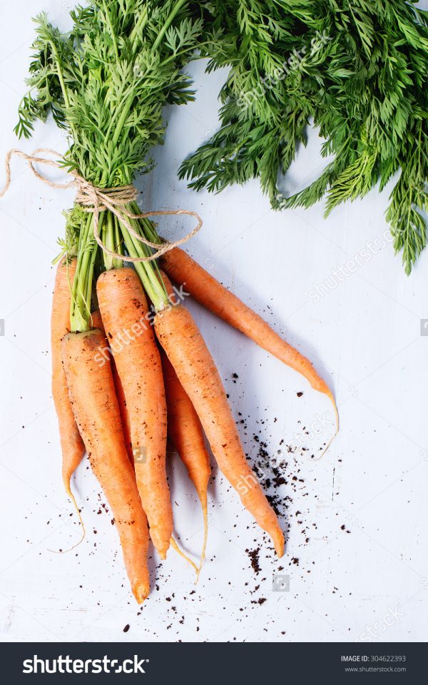 stock-photo-bundle-of-carrots-with-soil-over-light-blue-wooden ...
